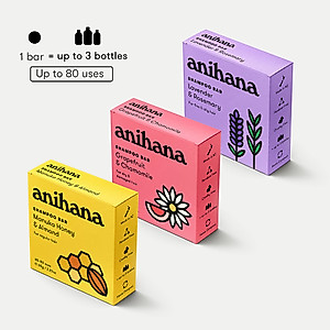 ANIHANA Shampoo Bar for Regular Normal Hair Clean Purifying Natural Healthy Look and Shine Paraben Free Manuka Honey and Almond 2.29 oz