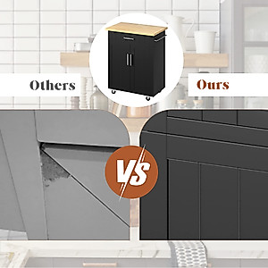 SUNLEI Kitchen Island on Wheels with Storage Cabinet & Drawer, 26" Width Rolling Kitchen Table, Cart Handle for Towel Rack or Free Mobility, Portable Islands for Kitchen, Dining Room(Black)