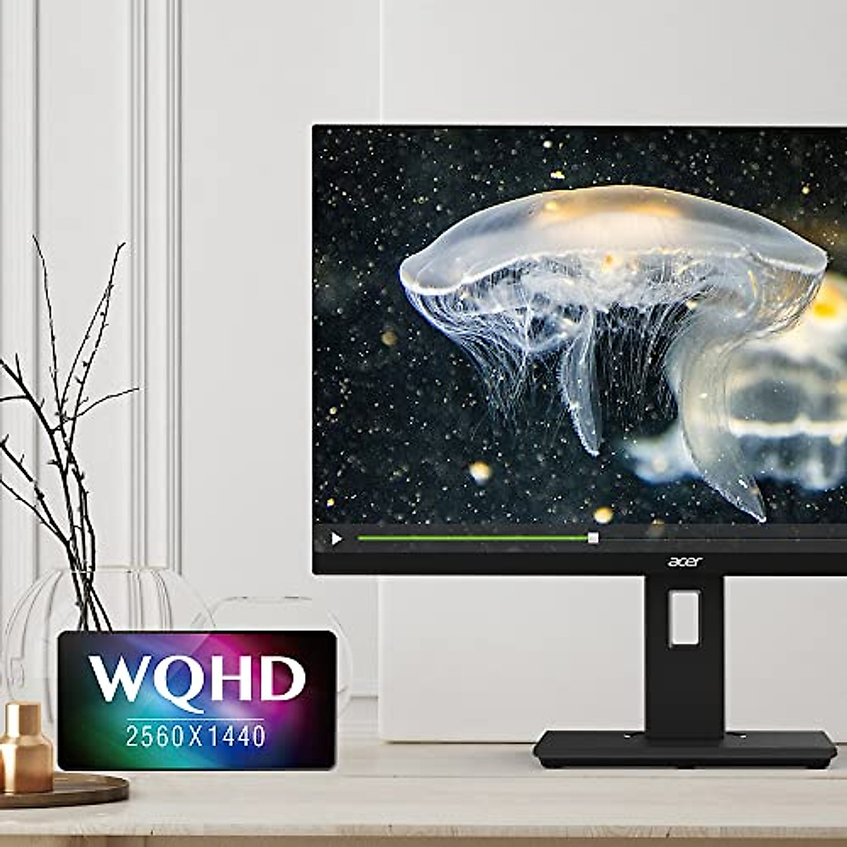 Acer B277U bmiipprzx 27" WQHD 2560 x 1440 IPS Monitor with Adaptive-Sync | 75Hz Refresh Rate | 4ms (G to G) | 100% sRGB | Display Port, Mini Display Port, 2 x HDMI 2.0, USB and Audio-Out Ports