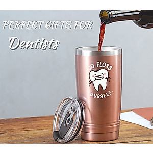 Dental Gifts for Dental Assistant, Dental Hygienist on Dental Assistants Recognition Week, National Dental Hygienists Week, Birthday and Christmas, 20oz Insulated Stainless Steel Tumbler - FLOSS