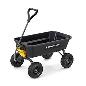 Gorilla Carts 4GCG-NF 4 Cu. Ft. Poly Garden Dump Cart with No-Flat Tires, Black (Amazon Exclusive)
