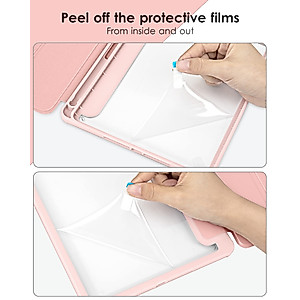 DTTOCASE for iPad 6th / 5th Generation 9.7 inch Case (2018/2017), iPad Air 2 & 1 (2014/2013) Case, Clear Back, Smart Cover [Built-in Pencil Holder, Auto Sleep/Wake] - Rose Gold