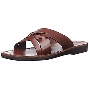 Jerusalem Sandals Jesse - Leather Woven Strap Sandal - Brown