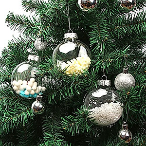 KIMOBER 24PCS Plastic Discs Ornaments,3.15 Inch Clear Flat Sphere Fillable Hanging Ornament Ball for DIY Craft Xmas Tree Decoration