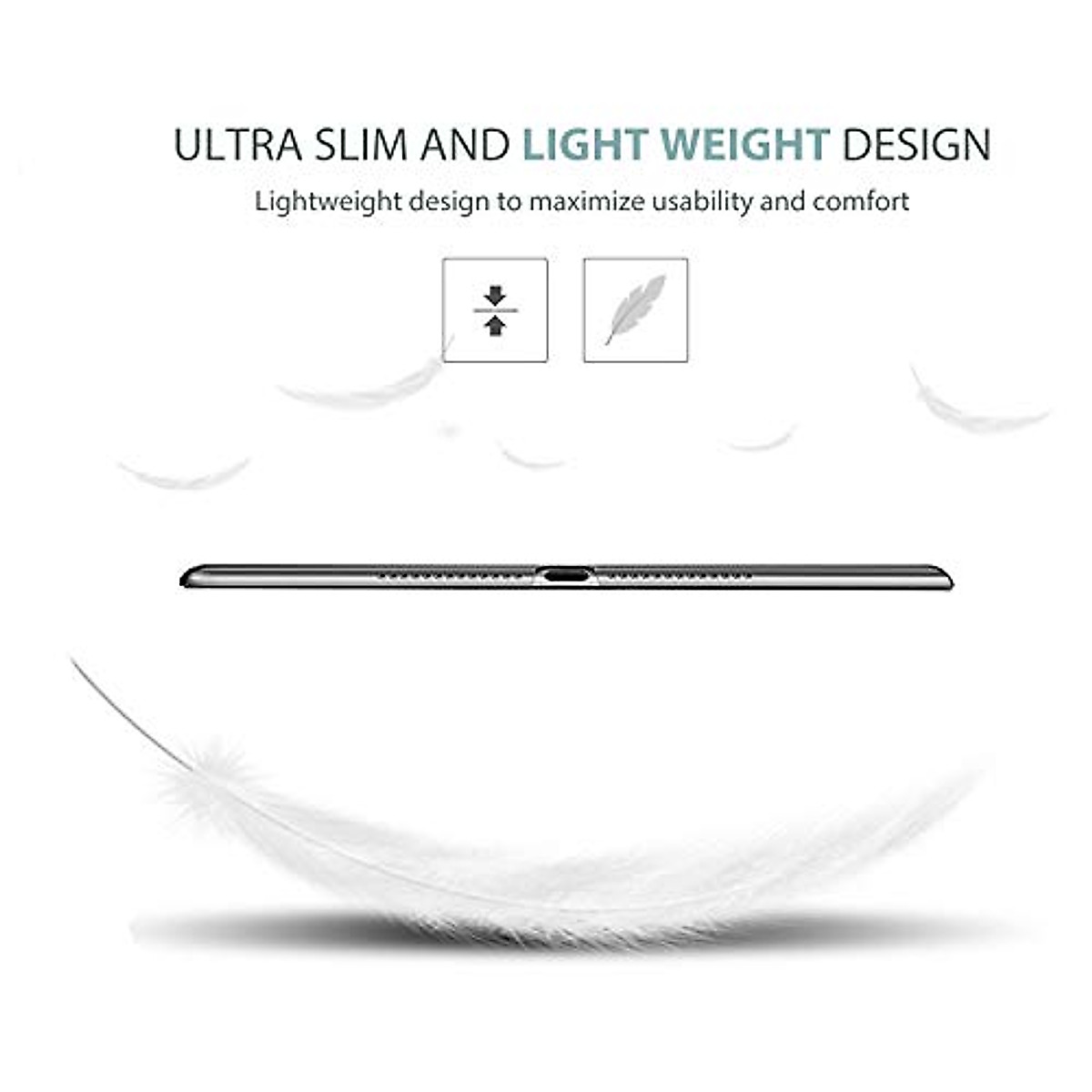 ProCase for iPad 9.7 Inch Case iPad 6th/5th Generation Case 2018 2017(Model: A1893 A1954 A1822 A1823), Ultra Slim Lightweight Stand Case with Translucent Frosted Back Smart Cover -Black