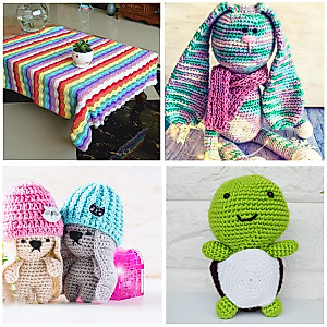 Wensdr 15 Acrylic Yarn Skeins 15 Colors x50g Colorful DIY Craft Cotton Threads and Craft Eyes,Crochet Hook Set 1640 Yards