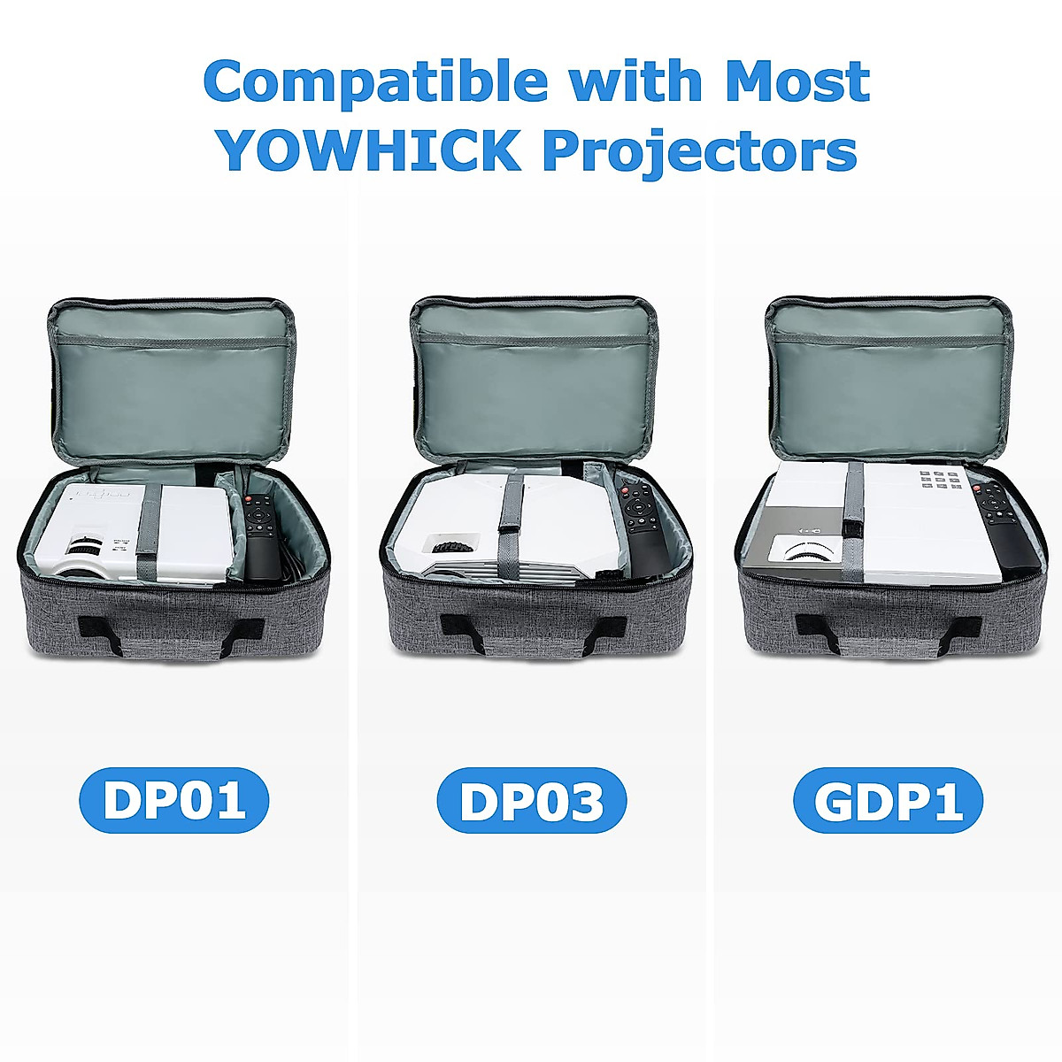 YOWHICK Projector Case, Projector Travel Carrying Bag Compatible with YOWHICK DP01, GDP1, DP03, More Movie Projector - Scratch Resistant & Compartment Dividers