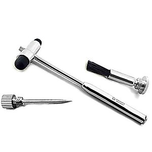 MEDSPO Professional Medical Reflex Hammer | Neurological Diagnostic | Surgical Taylor Percussion | Rubber Head | Neurological Neuro Instruments Tools (Reflex Hammer with Pin Brush)