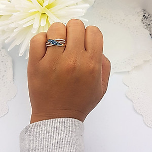 Dazzlingrock Collection 0.40 Carat (ctw) 10K Round Blue & White Diamond Cocktail Right Hand Ring, Yellow Gold, Size 8.5