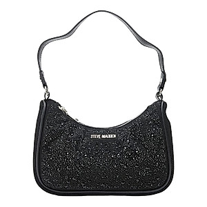 Steve Madden BPAULI Rhinestone Shoulder Bag (BLK/BLK)