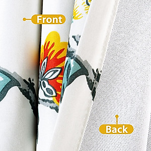 DriftAway Ada Floral Botanical Print Flower Leaf Lined Thermal Insulated Room Darkening Blackout Grommet Window Curtains 2 Layers Set of 2 Panels Each 52 Inch by 84 Inch Ivory Orange Teal