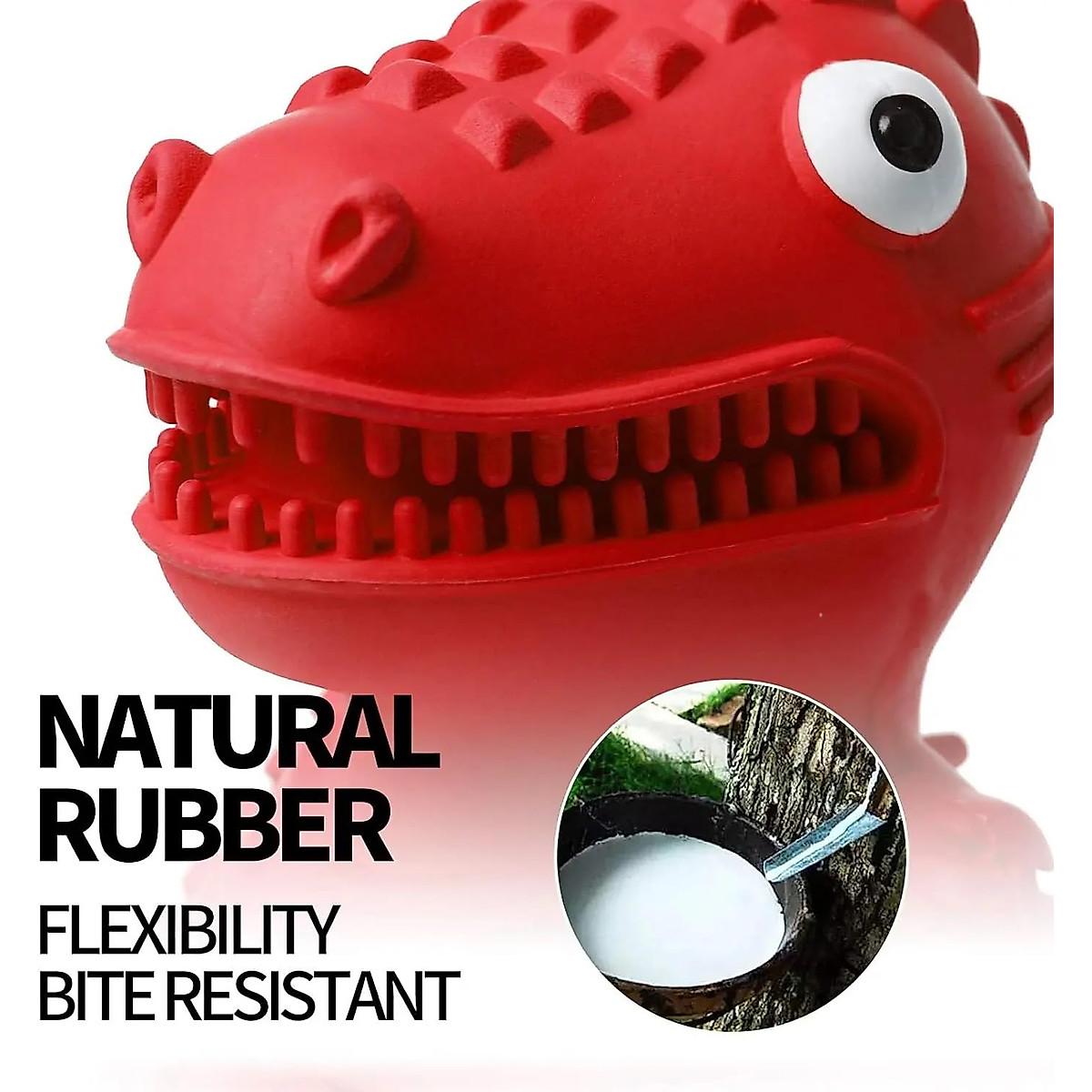 WapaW Dog Toys, Indestructible Squeaky Dog Chew Toys for Aggressive Chewer, Tough Dog Toothbrush Toy, Dinosaur Design Rubber Treat Dispenser Toy for Small Medium Large Dogs (Pink, Dinosaur)