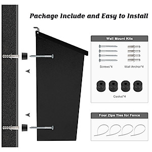 KYODOLED Wall-Mount Mailbox for House,Large Capacity Mail Box,Galvanized Steel Rust-Proof Metal Post Box,Mailboxes for Outside,15.7"x9.9"x4.9" Black