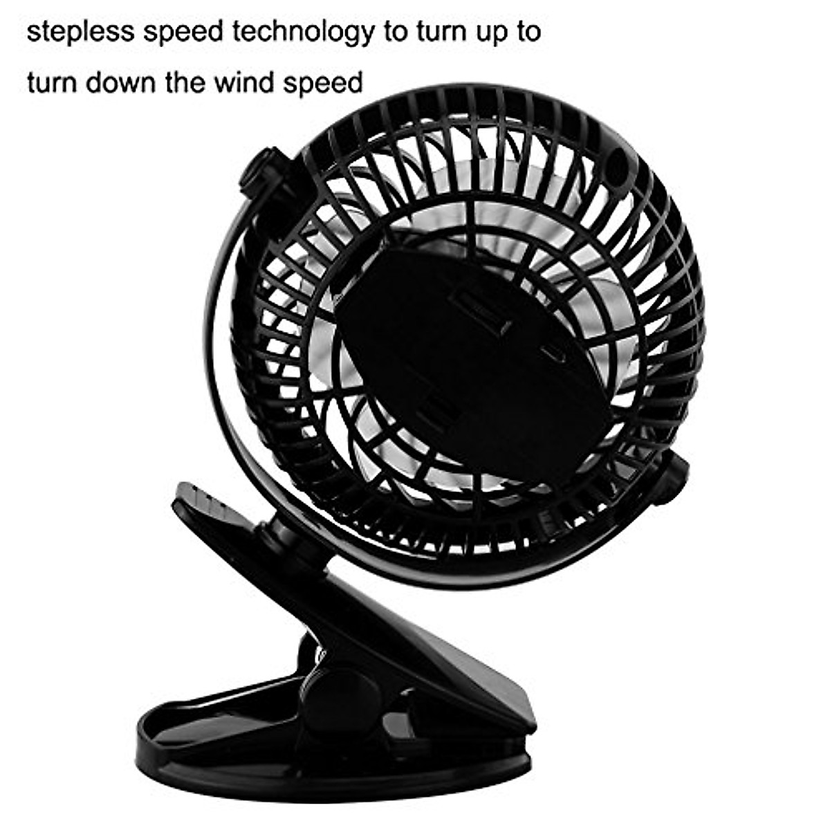 HJIAN 5-inch Clip Fan Portable Stroller Fan Battery Fan Clip on Fans Personal Cooling Fan Tables Fan Desktop Fans Clamp Fans Baby Stroller Clip Fan (Black)
