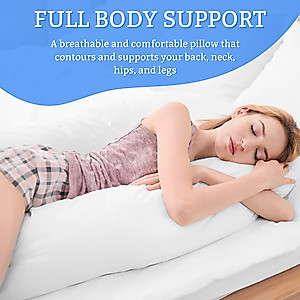 DreamField Linen Bamboo Full Body Pillow for Adults - Cooling Shredded Memory Foam Long Pillow for Sleeping, Removable and Washable Hypoallergenic Bamboo Pillow Cover with Zipper