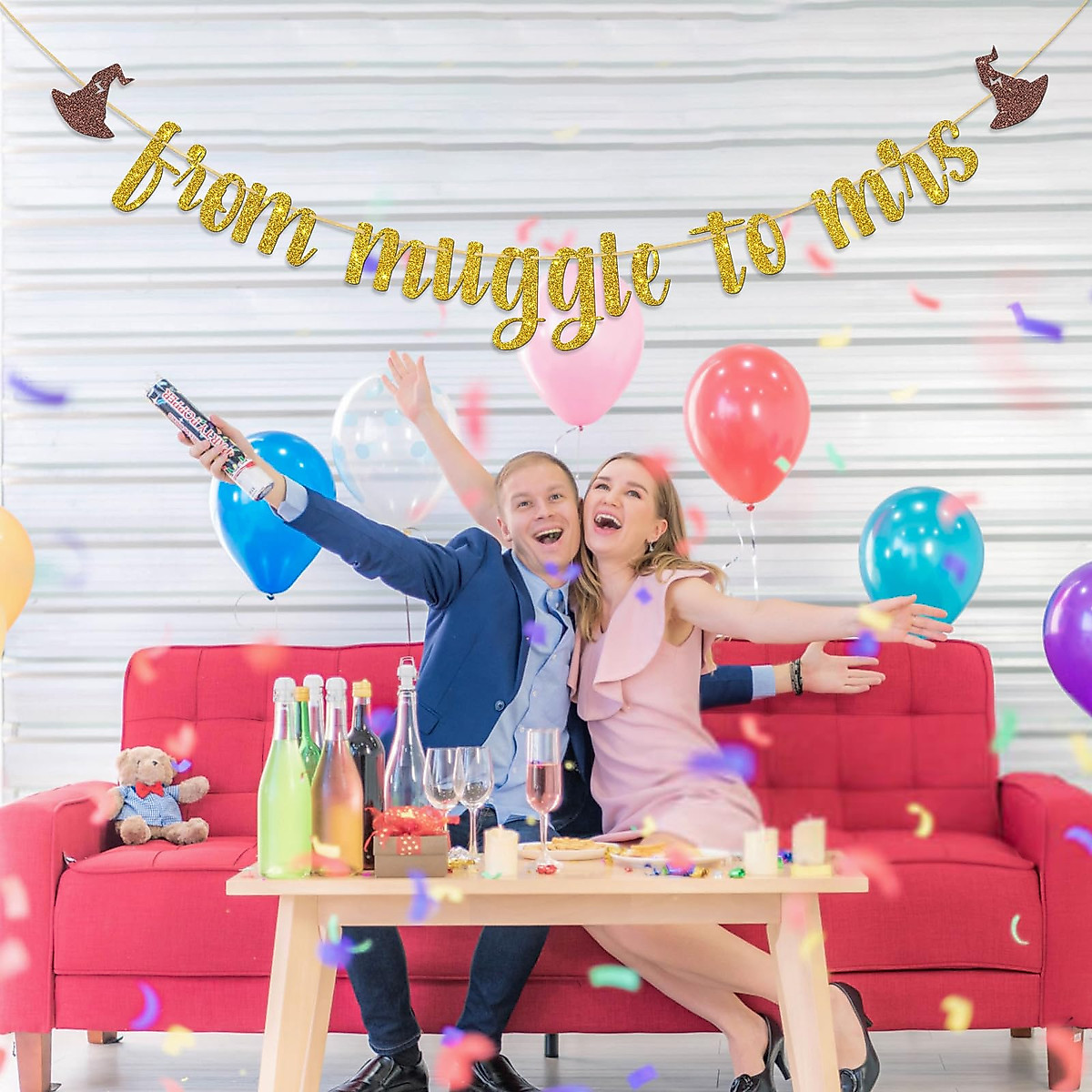 Dalaber from Muggle to Mrs Banner, Wizard Bridal Shower Decoration Wizard Wedding Engagement Bachelorette Party Supplies,Gold Glitter
