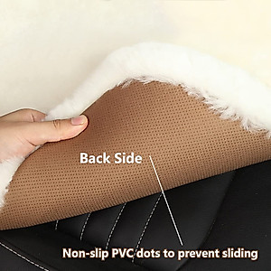LLB Genuine Sheepskin Car Seat Cushion Seat Covers for Cars Trucks SUV Comfort Seat Protector Pad for Car Driver Seat Car Accessories (Pearl, 2 Front Seat Cushions & Bench Seat Cushion-3 Pcs)