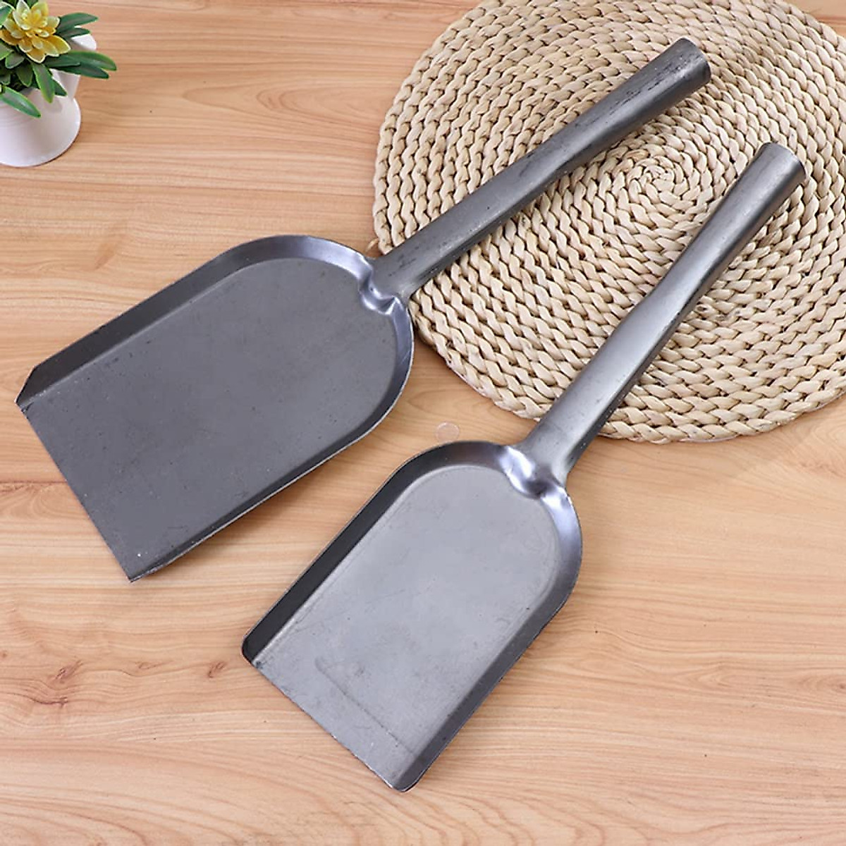 Cabilock 2Pcs Long Ash Shovel Handheld BBQ Charcoal Ash Poker Scoop Oven Ash Shovel Mini Dust Pan for Wood Stoves Campire Fireplace