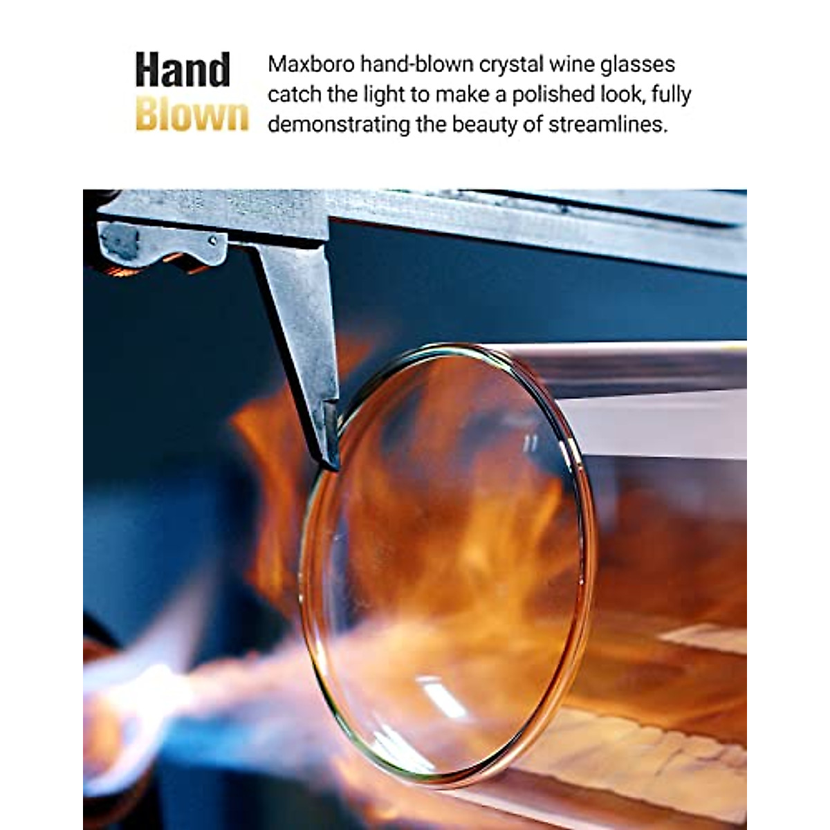 Maxboro Wine Glasses Set of 2, 15.2 Oz Hand Blown Lead-Free Premium Crystal Red Wine Glass, Long Stem Wine Glasses for Daily Use Mother's Day Gift Wedding Anniversary or Birthday Gift