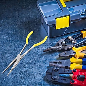 BQKKWIN 11 Inch Long Reach Long Nose Pliers | Designed for Mechanics, Technicians, and Contractors | Work with Delicate or Difficult-to-Reach Pieces | Milled-Jaws | Steel “Needle Nose