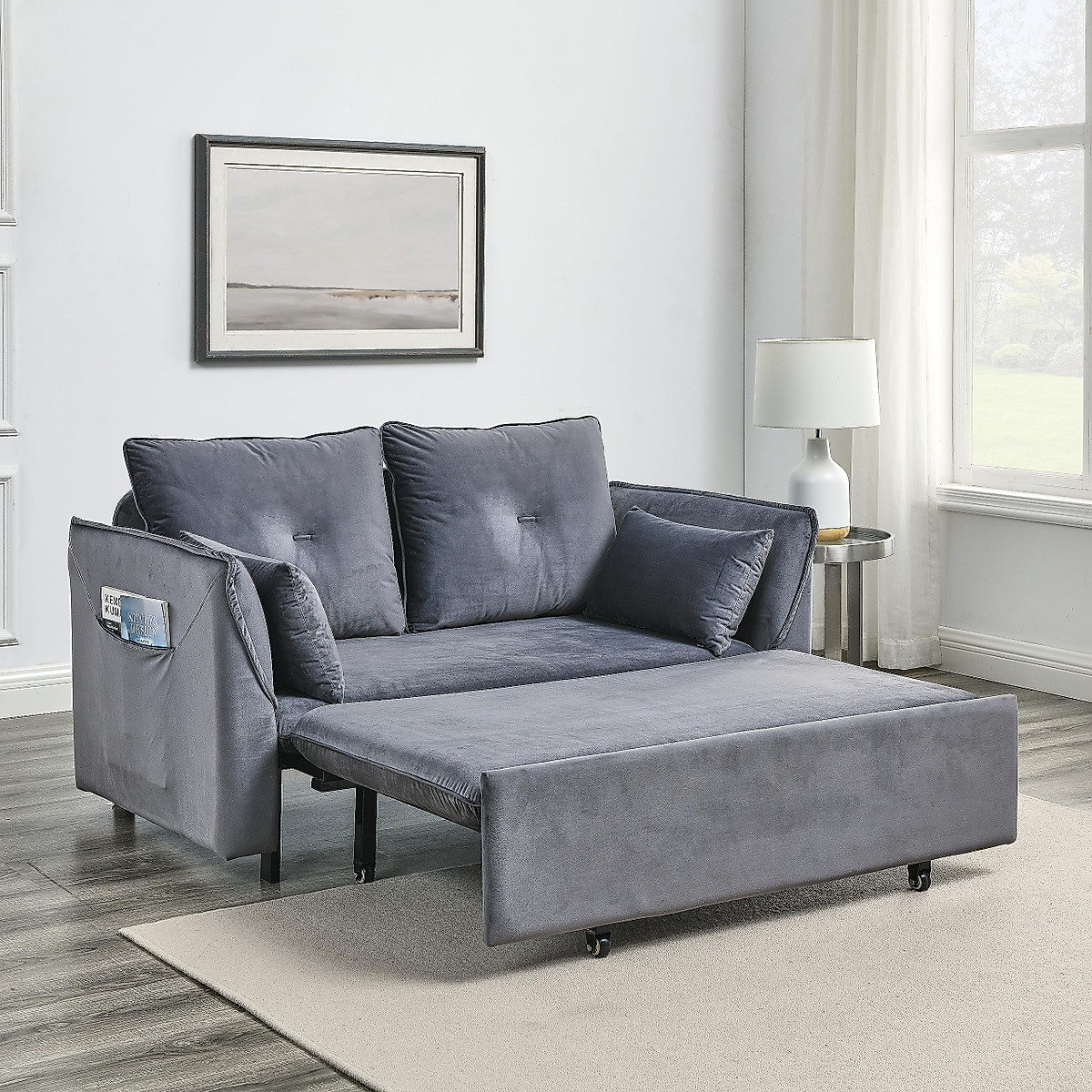 Ucloveria Pull Out Couch Sofabed, Grey