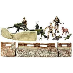 Click N' Play Military Toy Play Set | Trench Defense Unit Action Figures | 25 Pieces Army Men Toys for Boys | Military Toys for 3 Year Old Boys and Older