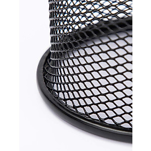 Black Pen Holder Cup for Desk, Pencil Cup Holder, Black Wire Mesh Pen Cup for Desk Office Pen Organizer