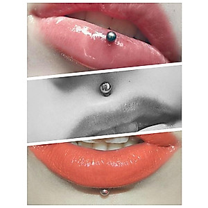 Ftovosyo 16G Medusa Piercing Jewelry Surgical Steel Labret Jewelry 6mm 8mm 10mm Length Snake Bite Ashley Lip Rings Studs Conch Helix Tragus Earring for Women Men 18Pcs Silver-tone
