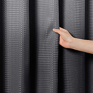 Black Shower Curtain, Polyester Ombre Bath Shower Curtains for Bathroom, Textured Fabric Waterproof Shower Curtain Liner with 12 Hooks,Machine Washable（72 x 72 inch,Black）