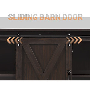 4 EVER WINNER Farmhouse TV Stand for 65+ Inch TV, Espresso Entertainment Center for 65 Inch TV, Modern Farmhouse Television Stands for TVs up to 70, Espresso TV Stand for Flat Screens 65