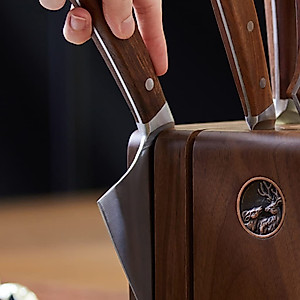 Large Capacity Wooden Knife Block，Household Knife Holder Without Knives Walnut Material，Ventilation Design Countertop Knife Storage Space Saver (Color : Black walnut)