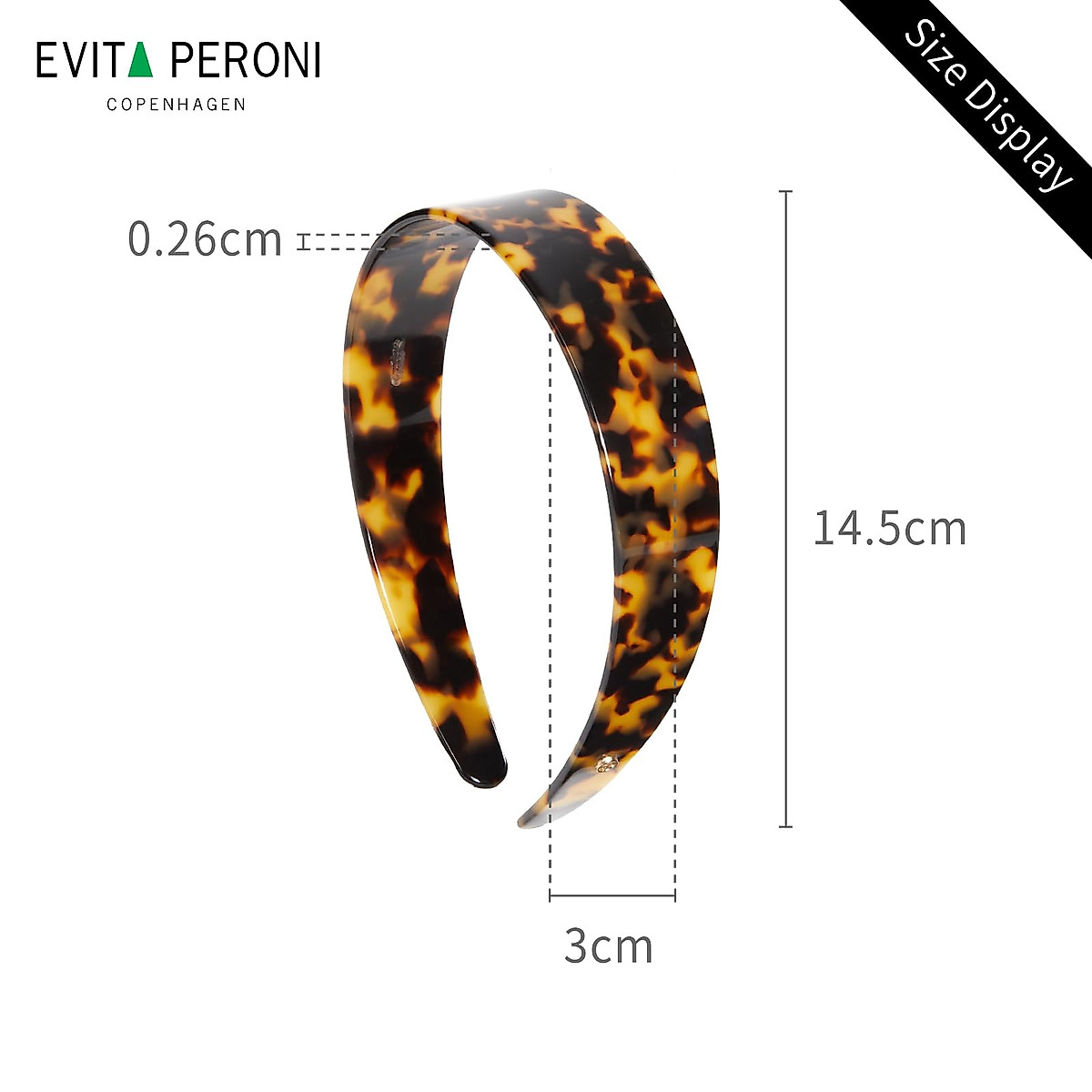 EVITA PERONI Wide Headbands for Women with Teeth Acetate Resin Hair Bands for Women's Hair No Headache Headband No Slip Hairbands-Tortoise