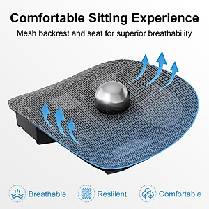 Ergonomic Office Chair,Office Chair with Tilt Function,Mesh Office Chair with Footrest,Ergonomic Chair with Adaptive Backrest, Adjustable Headrest,SGS Class 4 Gas Clylinder and Flip-Up Armrests
