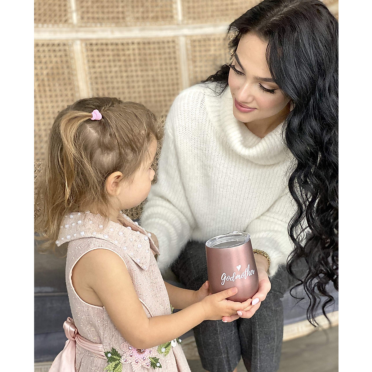 Violet and Gale Lovely Godmother Gifts From Godchild 12oz Wine Glass Tumbler Godparent Proposal Gift Keepsak Coffee Mug