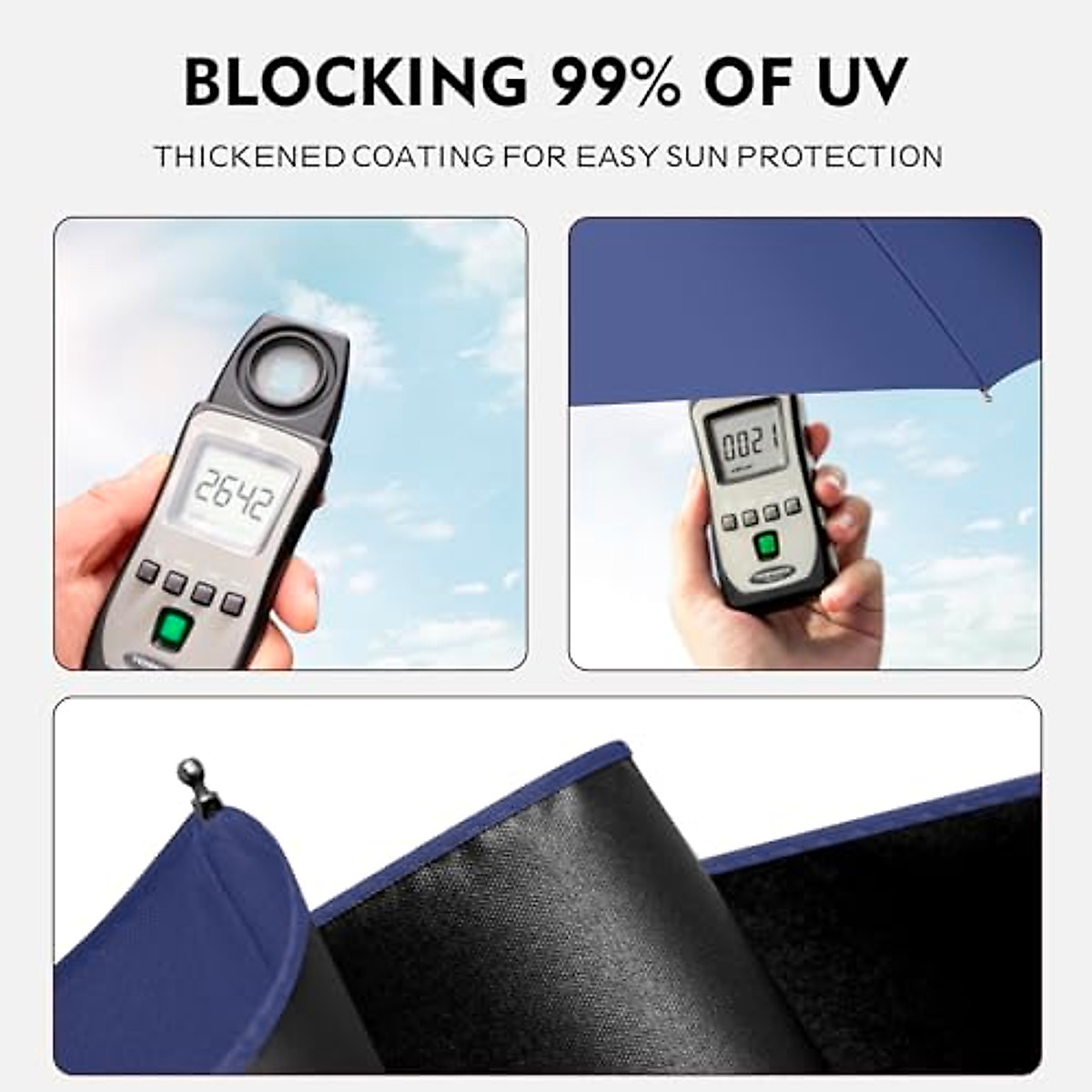 Umbrella Windproof Travel Umbrella,10-Ribs Wind Resistant Folding Umbrella,Lightweight, Compact, Portable, Automatic Umbrella,Anti-UV, Sun&Rain, Waterproof Umbrella,Backpack, Navy Blue, 42 Inch