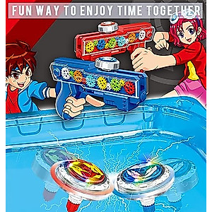 Bey Battling Top Burst Gyro Toy Set with 4 Spinning Top Burst Gyros 1 Toy Launchers Combat Battling Game Gifts for Boys Children Kids Ages 6+ (Blue)