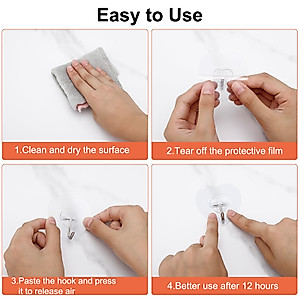 Adove Adhesive Hooks for Hanging, 24 Pack Heavy Duty Wall Hooks, Towel Coat Hooks Waterproof, Transparent Self Adhesive Sticky Hook for Kitchen Keys Glass Door,No Nail Utility Ceiling Hooks