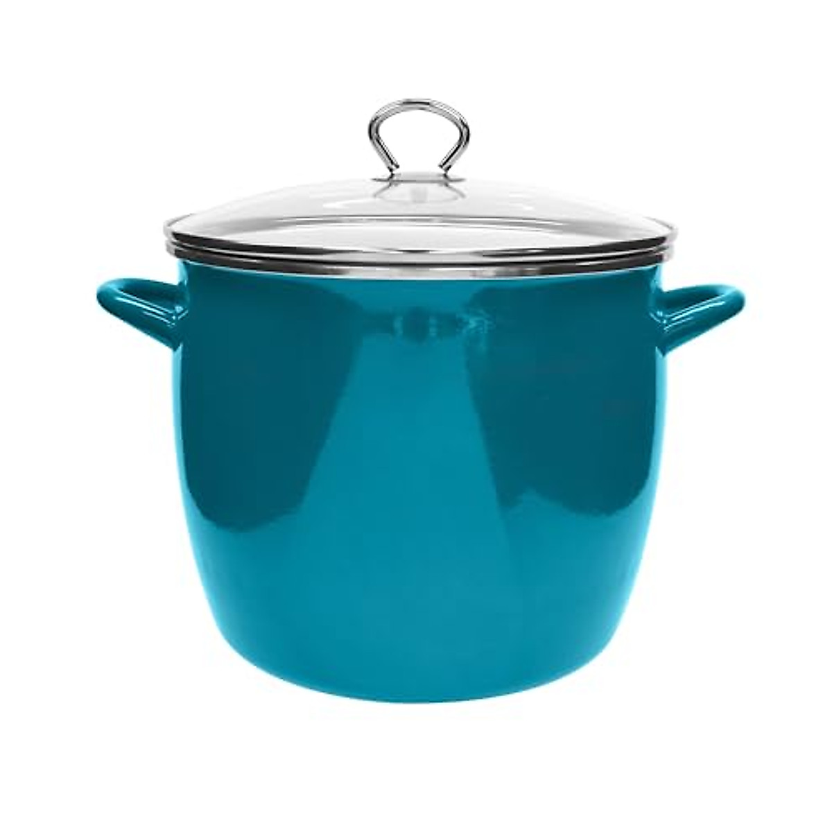 Vasconia EOS 12-Quart Alloy Steel Speckled Stockpot with Glass Lid - Dishwasher and Oven Safe Cooking Pot up to 350°F - Induction Cookware for All Cooktops - Non-Reactive Enameled Soup Pot - Teal