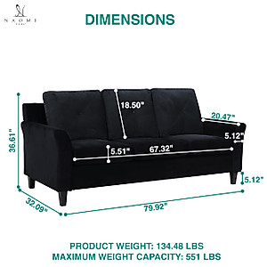 Raelynn Button Tufted Sofa &Loveseat Black Modern Sofa Set - Microfiber Living room sets for Small Spaces Sofa Cama para Sala Modernos Baratos, Durable Sturdy Living Room Furniture Tool-Free Assembly