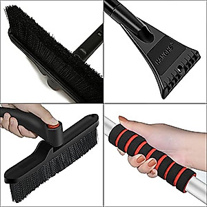 HANCHS 34" Ice Scraper with Snow Brush for Car Windshield, Extendable Snow Brush, Detachable Snow Removal Tool with Foam Handle, Suitable for Car Truck SUV