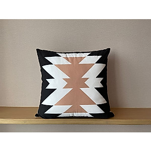 MEPED Geometric Modern Throw Pillow Covers 18x18 Inch，Black White Coffee Throw Pillow Cases Tribal Decor Cushion Cover for Bedroom Bed Outdoor Couch Sofa