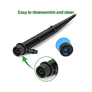 Yulaiyoen 50 Pack Drip Irrigation Emitters Adjustable Irrigation Dripper 360 Degree Full Circle Pattern Water Flow Bubbler with Stake for 1/4 inch Irrigation Hose for Garden Greenhouse Vegetable