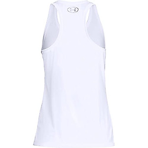 Under Armour Women's Tech Solid Tank Top , White (100)/Metallic Silver, Small