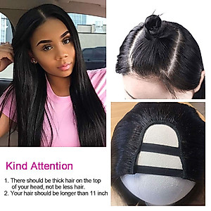 CanaryFly U Part Wigs Human Hair Wigs For Black Women Brazilian Straight Human Hair Wigs None Lace Front Wigs Glueless Natural Color U-part Wigs Hair Extension Clip(26inch, U-Part wig)