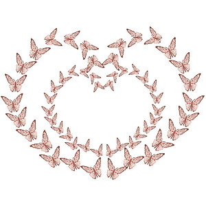 24 Pcs Butterfly Wall Stickers,Butterfly Wall Decor,Butterfly Wall Decals,Butterfly Stickers for Butterfly Party Decorations,Butterfly Birthday Decorations,Butterfly Cake Decorations(Rose Gold)