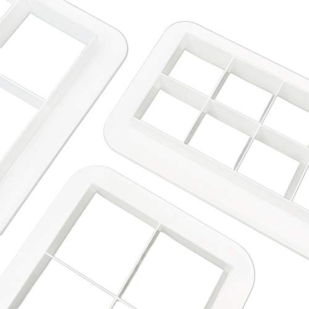 Clever Monster Square Cookie Cutter Set, Geometric Multicutter Square Cake Fondant Cutter, 3 Size Square Biscuit Cutters Cake Decorating