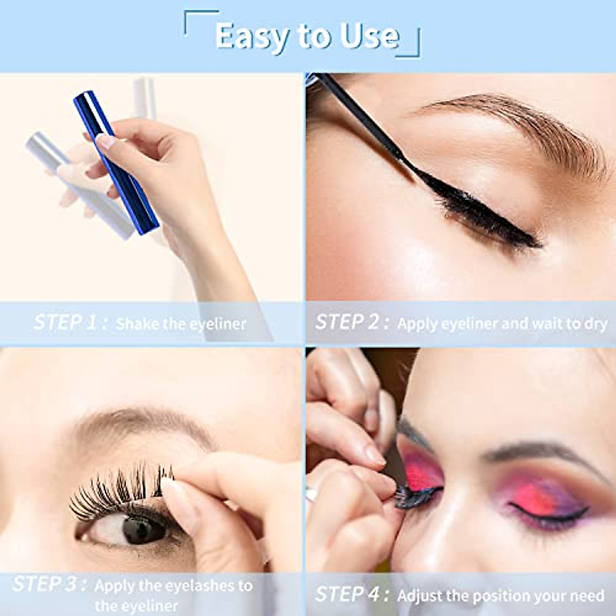 Magnetic Eyelashes and Eyeliner Kit, 7 Pairs Magnetic Lashes 3D Natural Look with Eyeliner and Tweezers, Reusable False Eyelashes Easy to Wear, No Glue Needed, Lightweight & Sweatproof (7 Pairs)