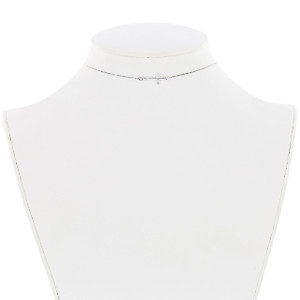 Sterling Silver 12" + 3" Italian Sideways Cross Choker Communion-Confirmation Necklace