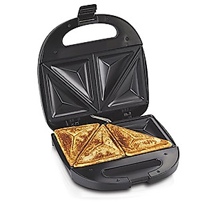 Hamilton Beach Electric Sandwich Maker Toaster with Nonstick Plates Makes Omelets and Grilled Cheese, 4 Inch, Easy to Store, Black (25430)