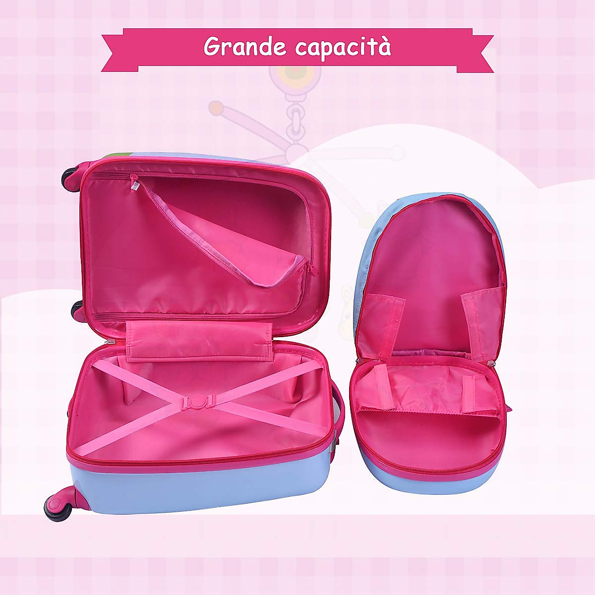 Kids' Cute Cartoon Pattern Travel Trolley, Multicolor